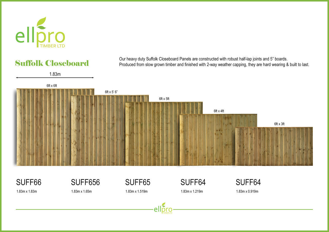 6x6ft Heavy Duty Suffolk Closeboard Fence Panels (1828 x 1828mm) Green Treated | Pattrick ...